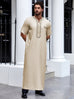 Ramadan Islam Muslim Men Clothing Abaya Embroidered Short Sleeve Robe ...